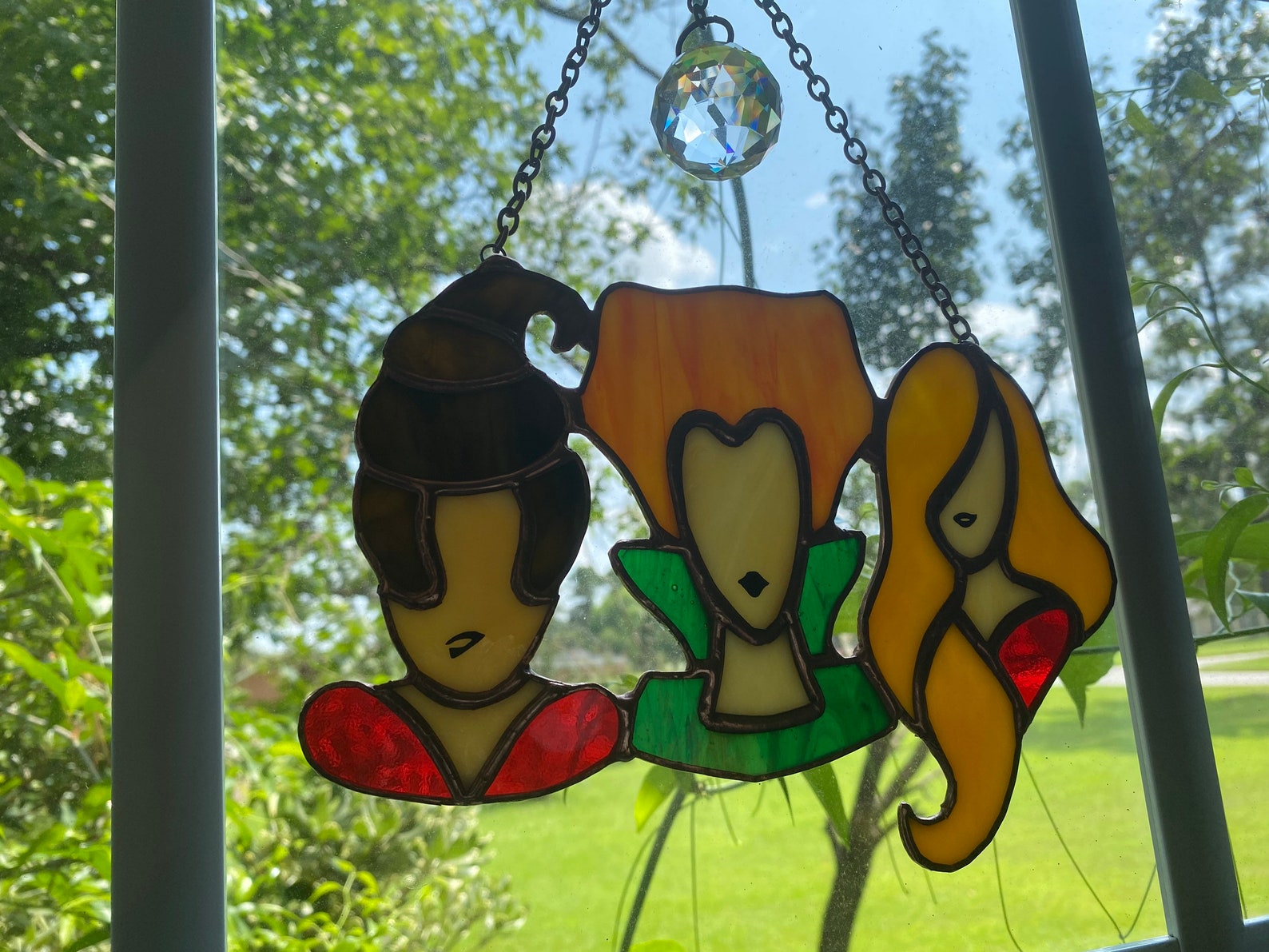 Hocus Pocus Stained Glass Sanderson Sisters Suncatcher With Rainbow ...