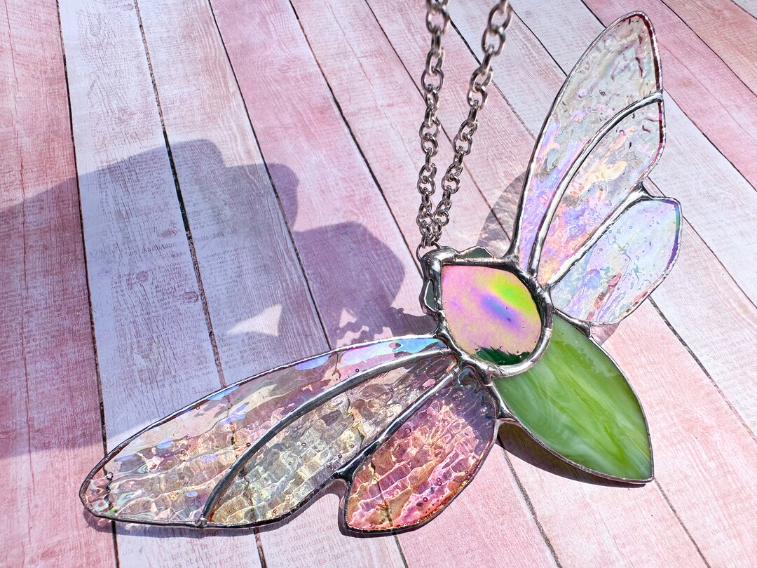 Stained Glass Cicada Ornament, Suncatcher, Gift for Her, Boho Decor ...