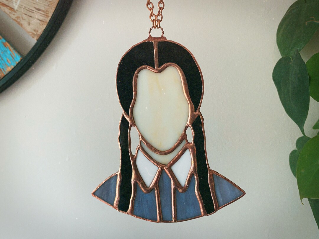 Wednesday Addams Stained Glass Sun Catcher Ornament, Halloween, Spooky ...
