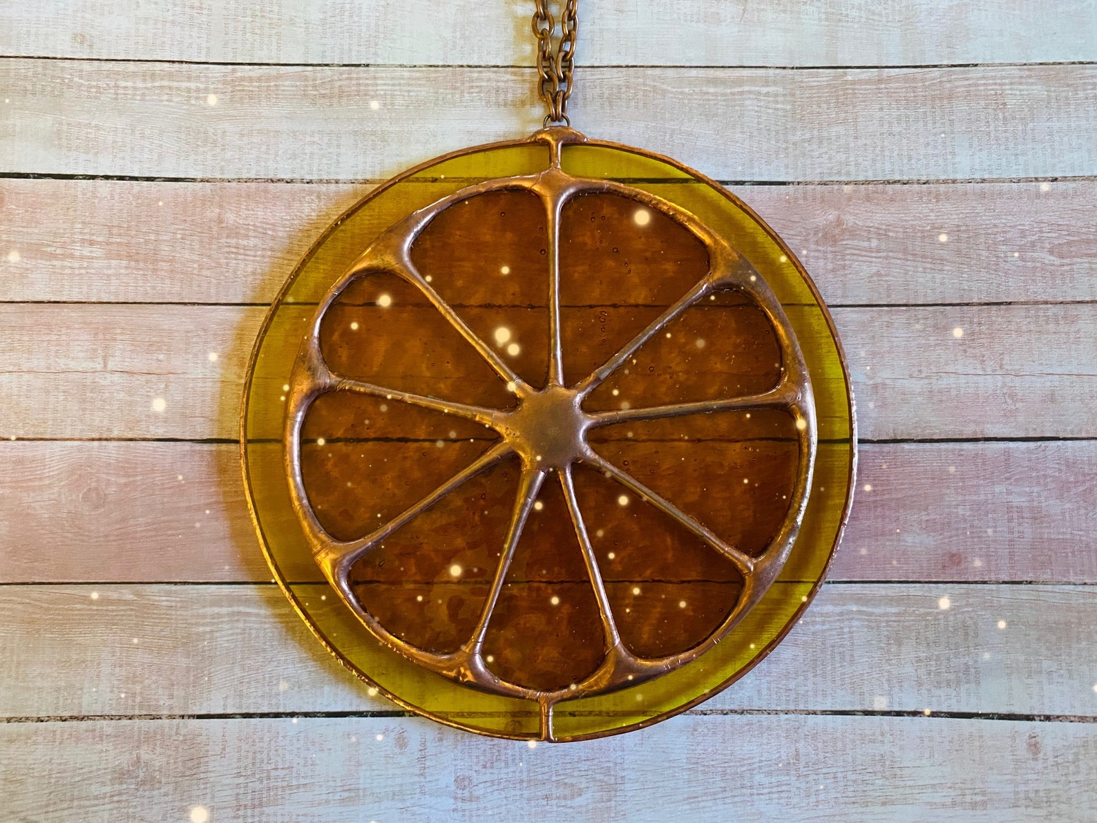 Large Stained Glass Lemon Slice Sun Catcher Ornament Glass | Etsy