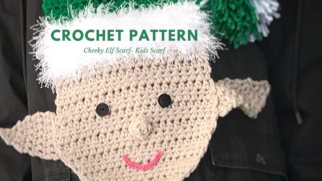 PATTERN: Cheeky Elf Kids Scarf// Kids Christmas Scarf// Christmas Scarf ...