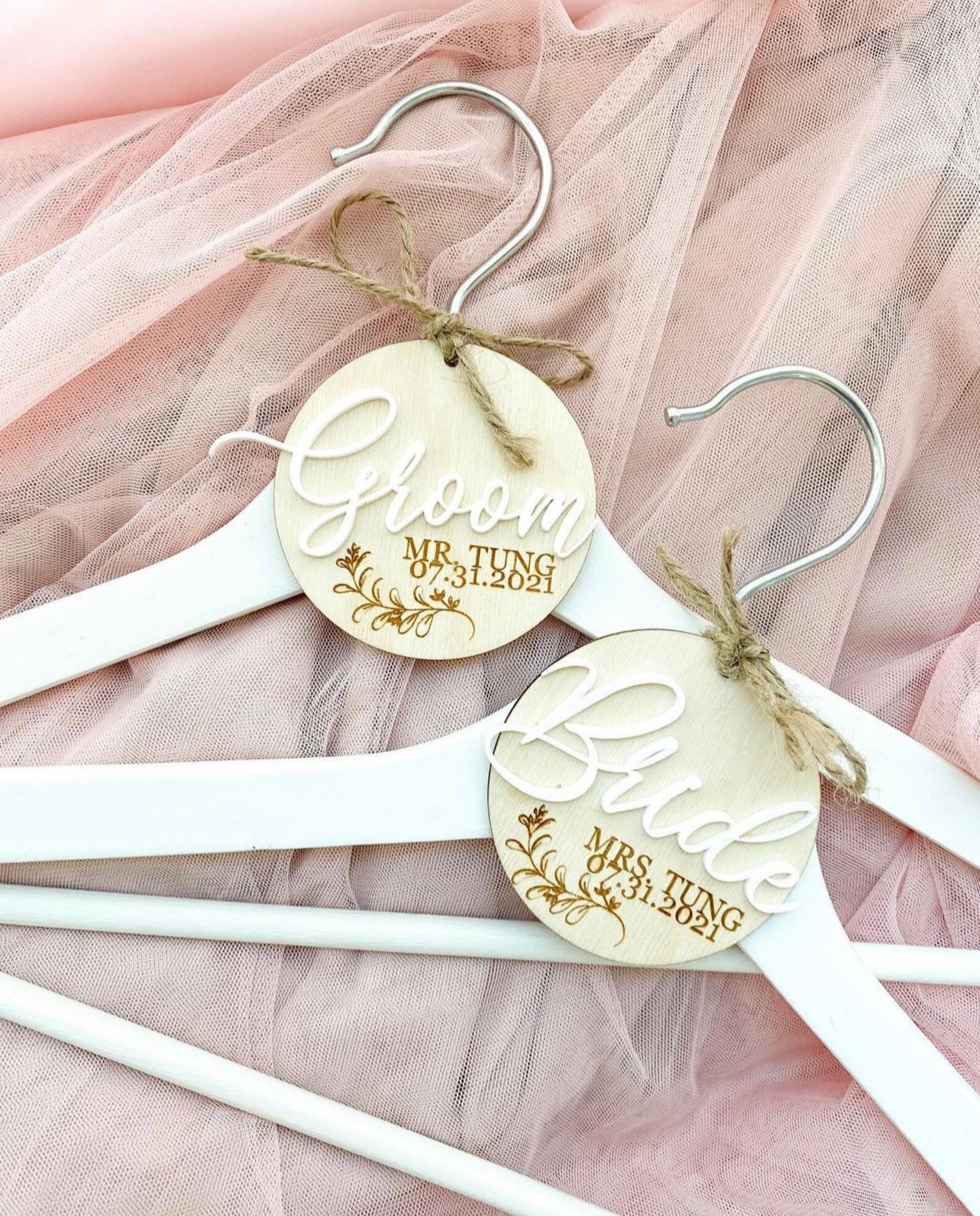 Personalized Bridal Hangers, Bride and Groom Hangers, Mr and Mrs ...