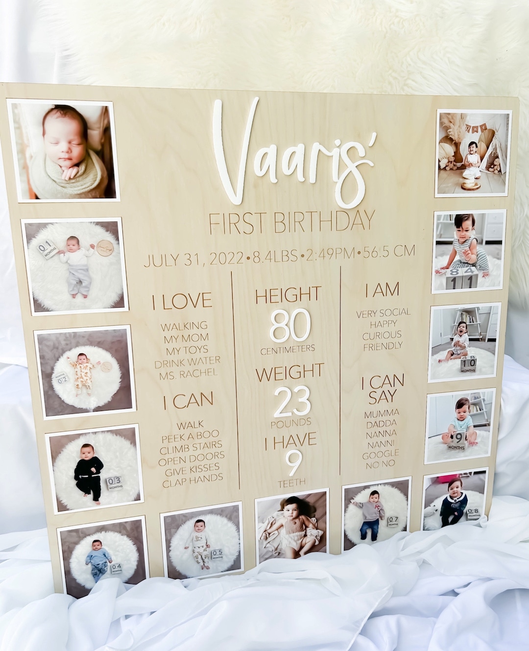 One Year of Baby Photo Sign, Baby First Year Birthday Board, Baby Year ...
