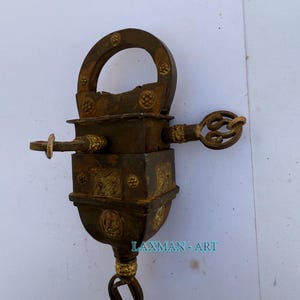 Old Lock, Brass Work Iron Square Tricky Puzzle Lock With 3 Key, Vintage ...