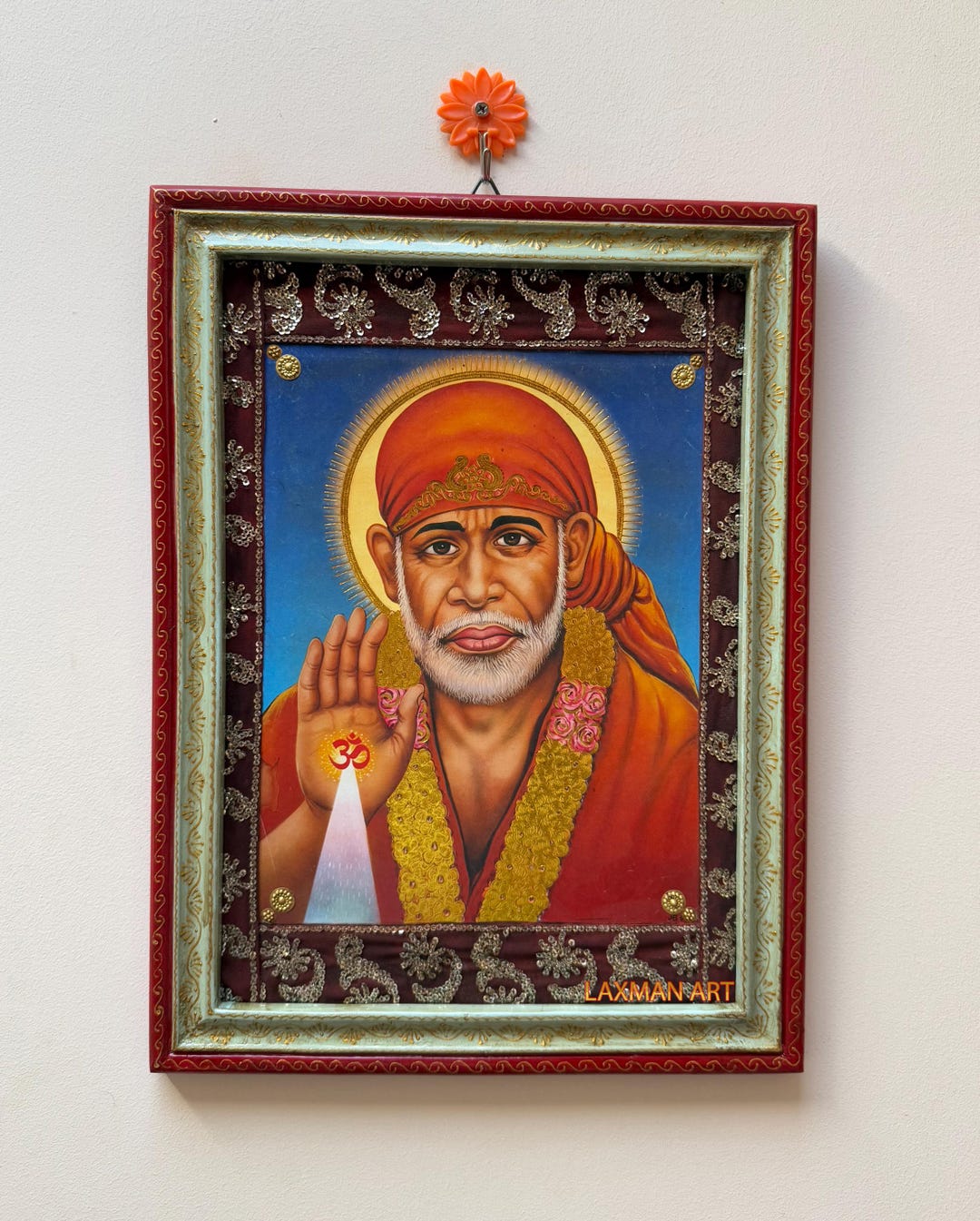 Sai Baba God Vintage Frame, Wooden Frame Old Hand Painted , Unique ...
