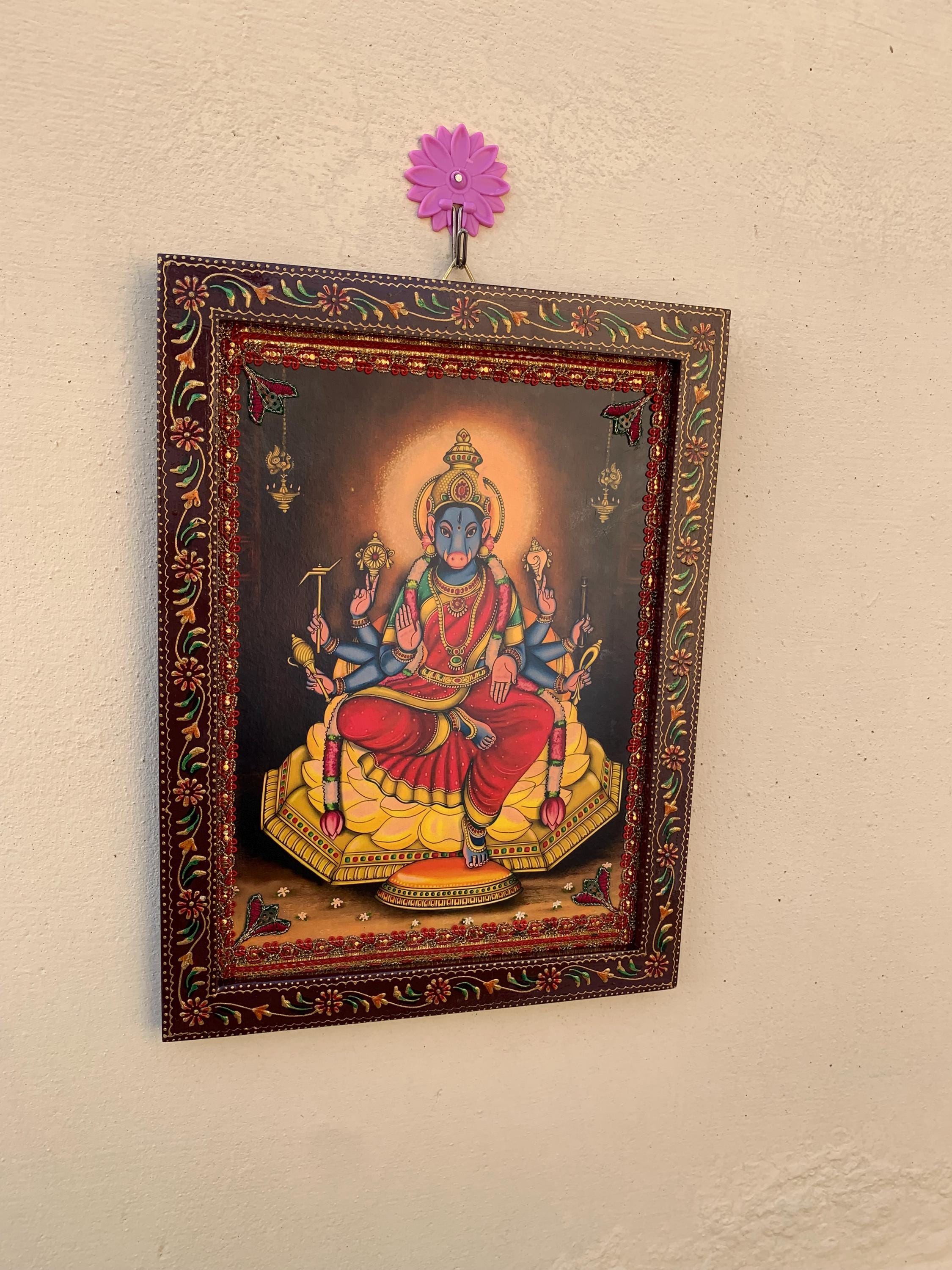 Varahi Amman Photo Frame: Indian Hindu Goddess Art, Handmade Decor (9 X ...