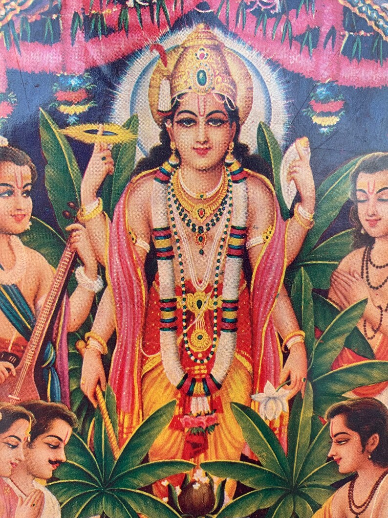 Vintage Lord Vishnu Photo A Frame of Satyanarayn God Pooja - Etsy