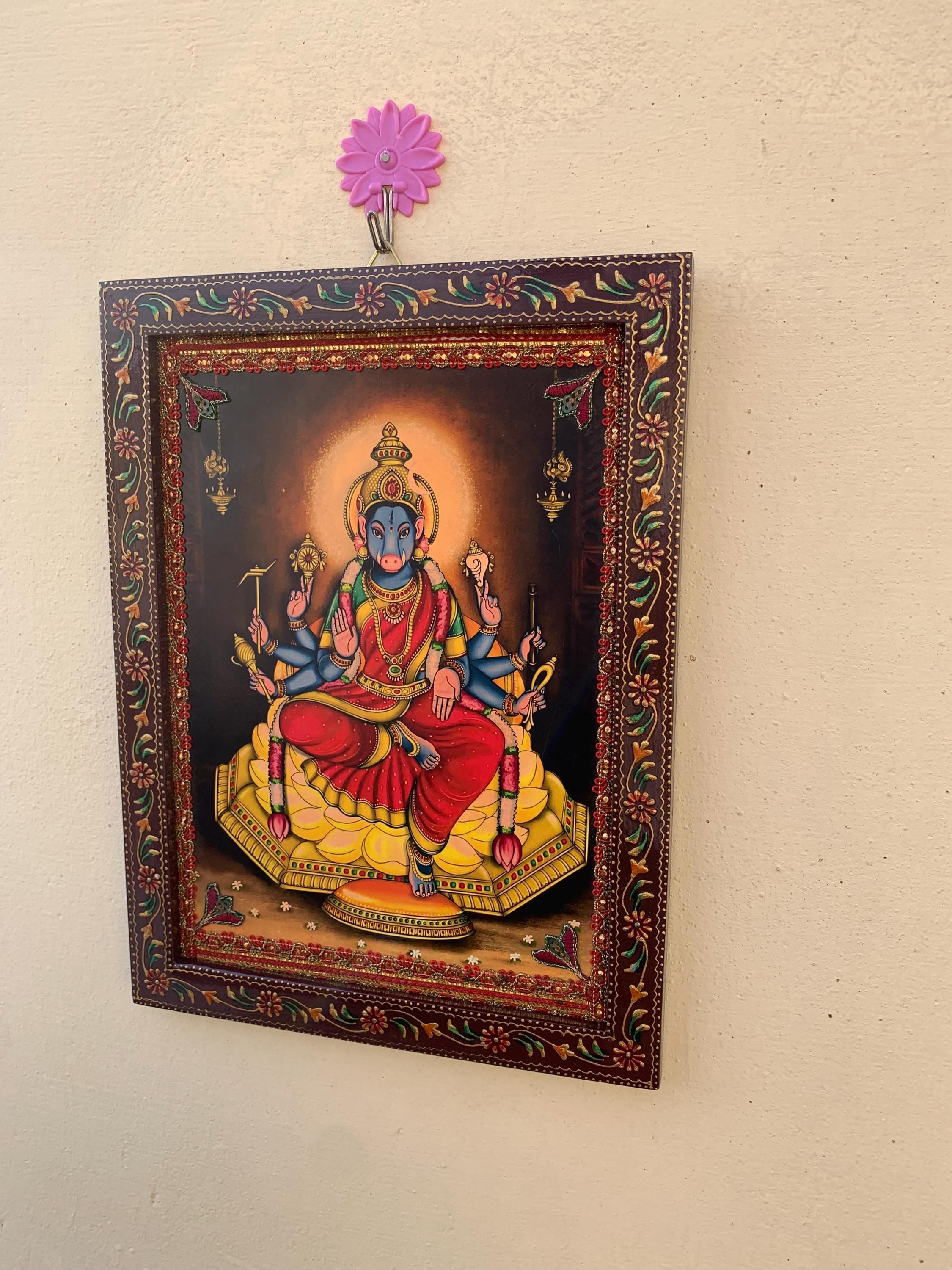 Varahi Amman Photo Frame: Indian Hindu Goddess Art, Handmade Decor (9 X ...