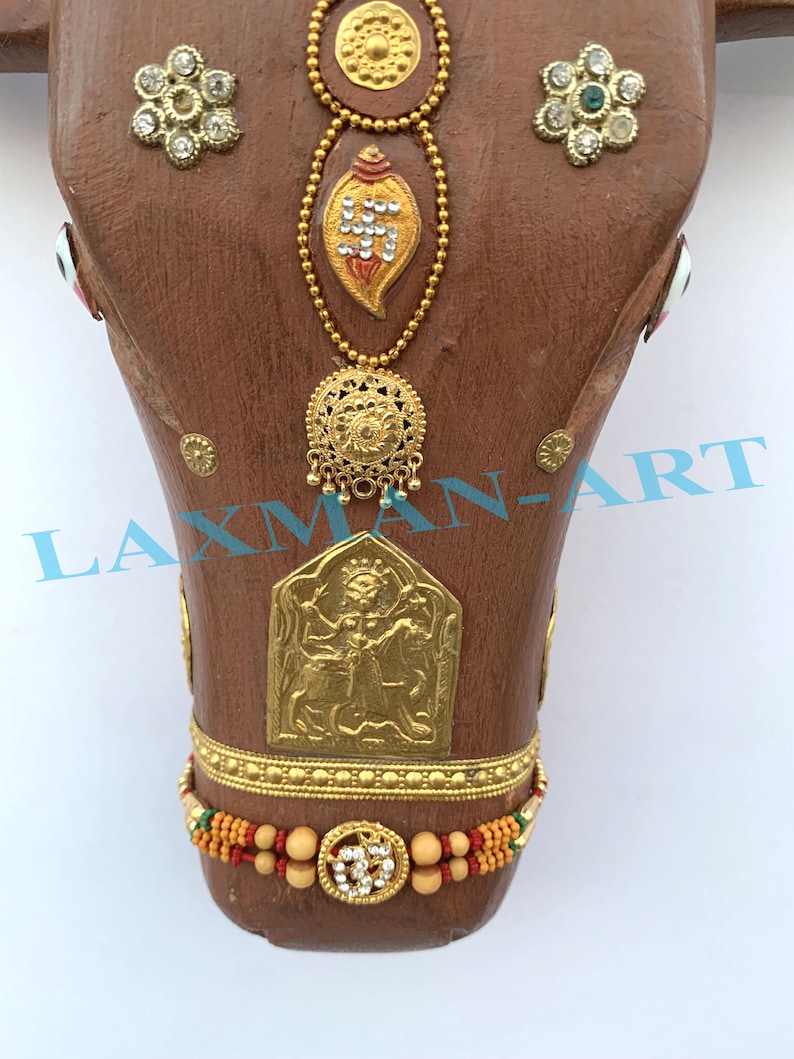 Wooden Cow Head Statue Vintage Indian Nandi Cow Head Handmade | Etsy