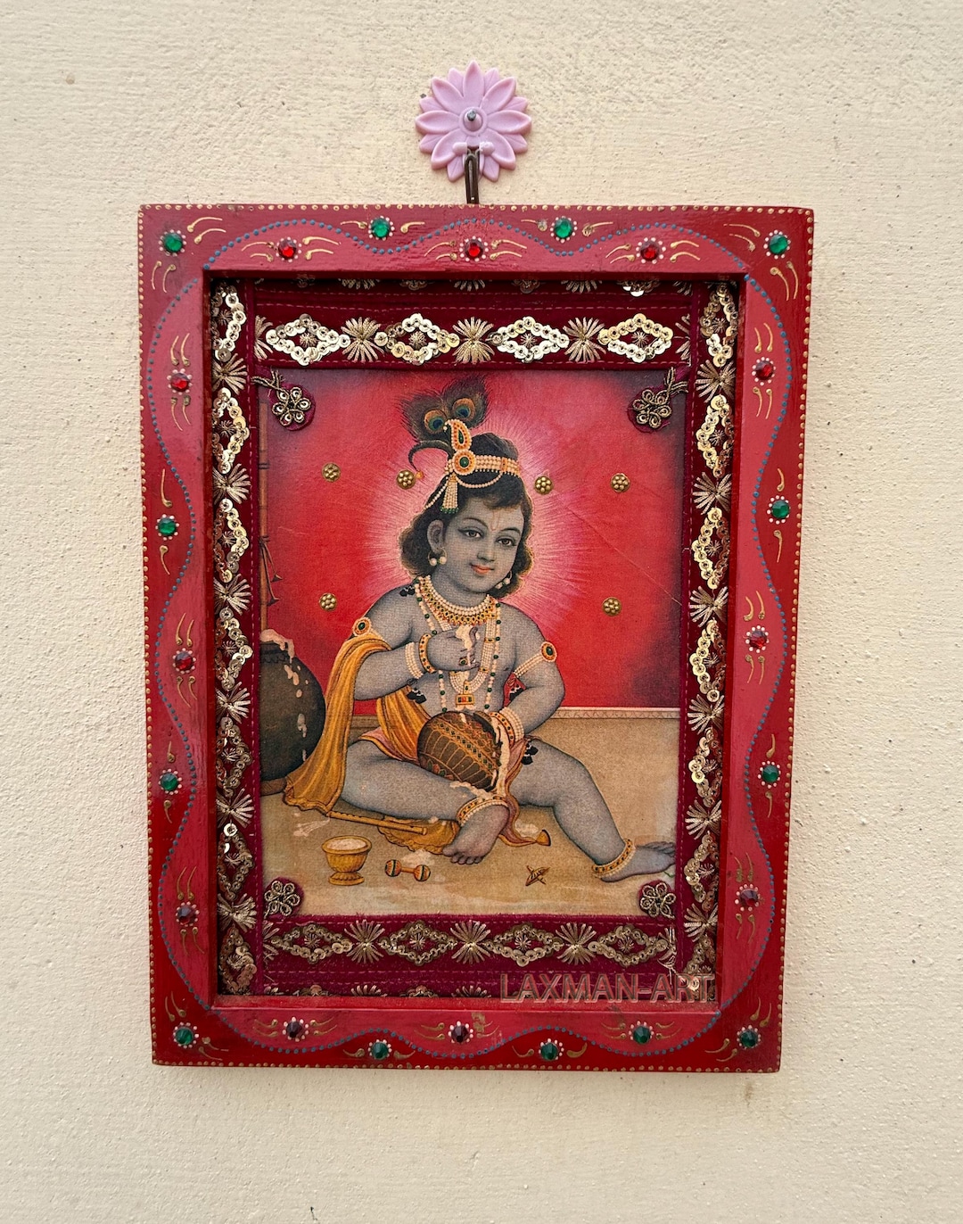 Vintage Krishna Frame, Bal Krishna Old Photo, God Religious Vintage ...