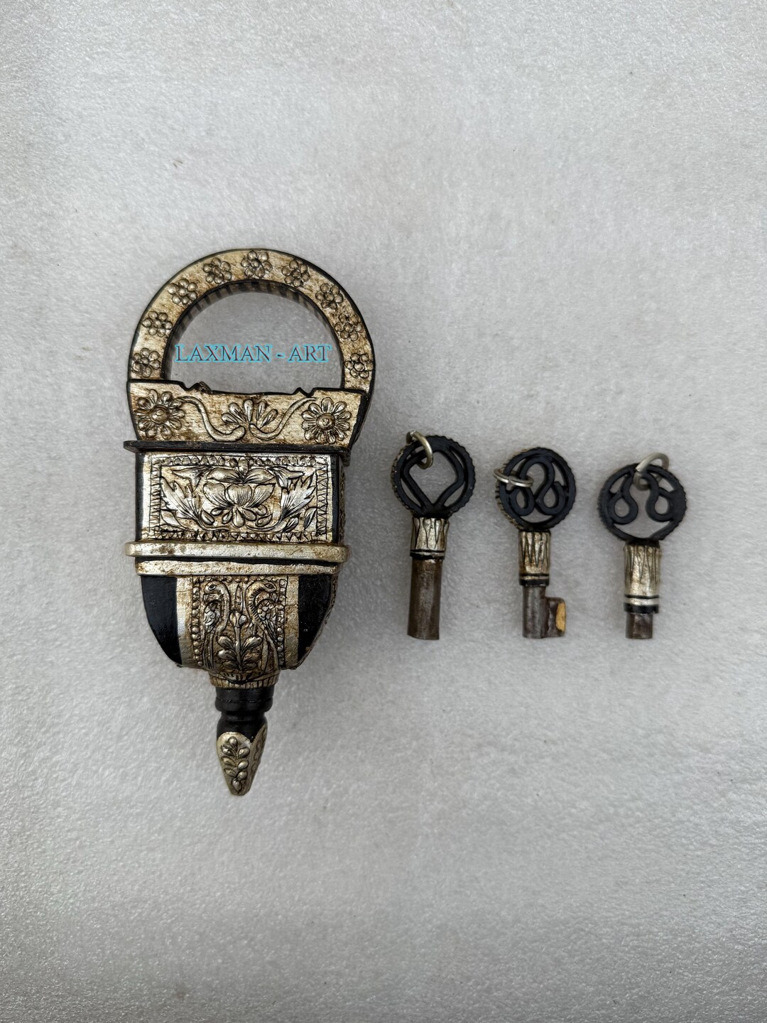 Lock Painted Rare Metal Iron Square Tricky Puzzle Lock With 3 Key ...