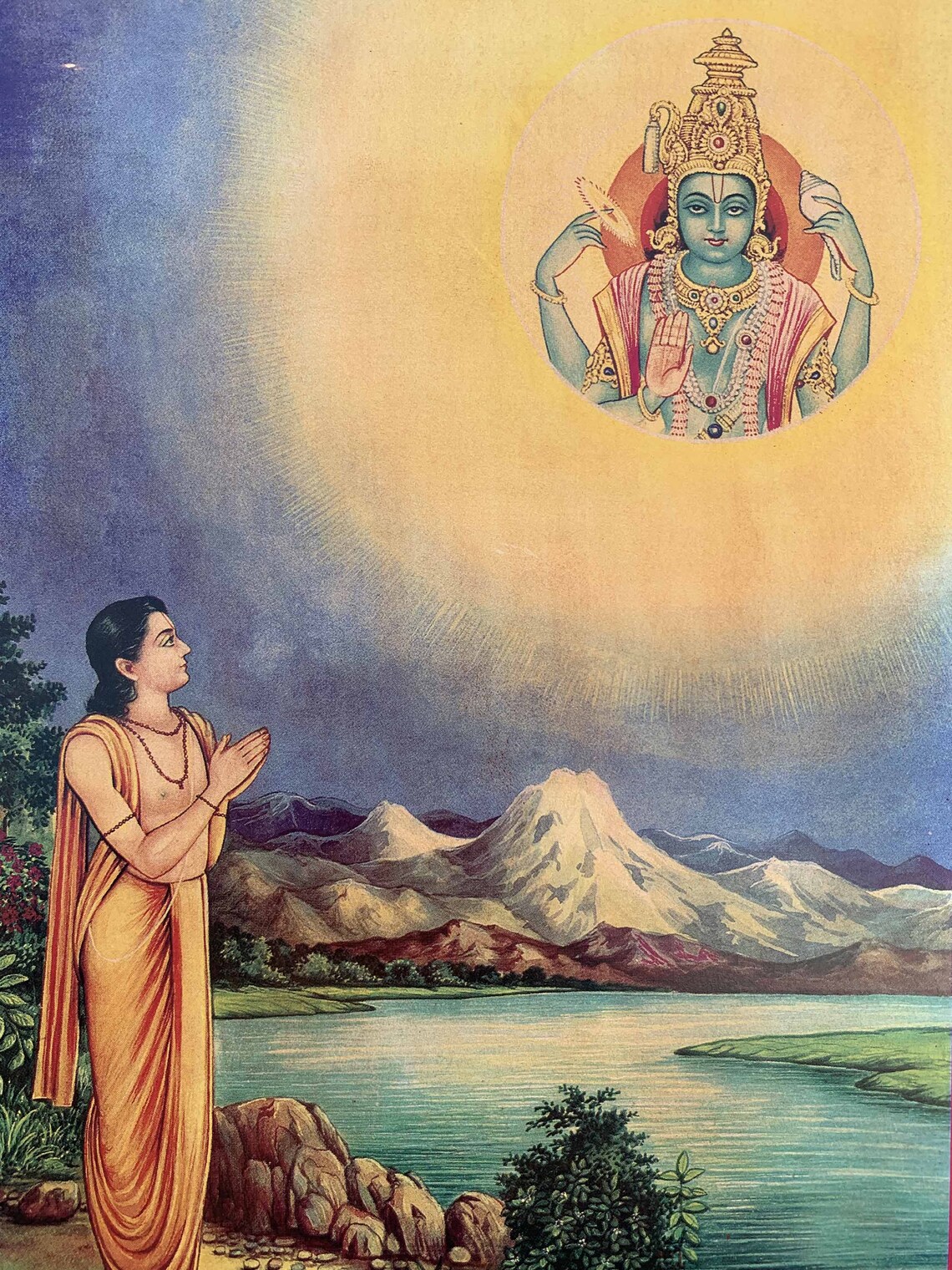 God Suryadev Photo Surya Upasana A Man Worshiping the Sun | Etsy