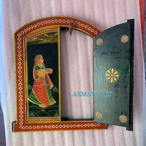 Wooden Window Frame Vintage, Handpainted God Ganesha Devotee Window ...