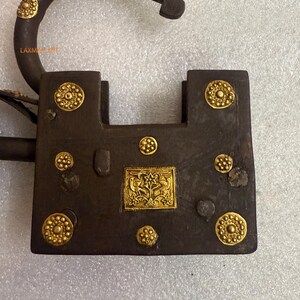 Lock Brass Art Work Handmade Iron Rectangle Shape Vintage Padlock With ...