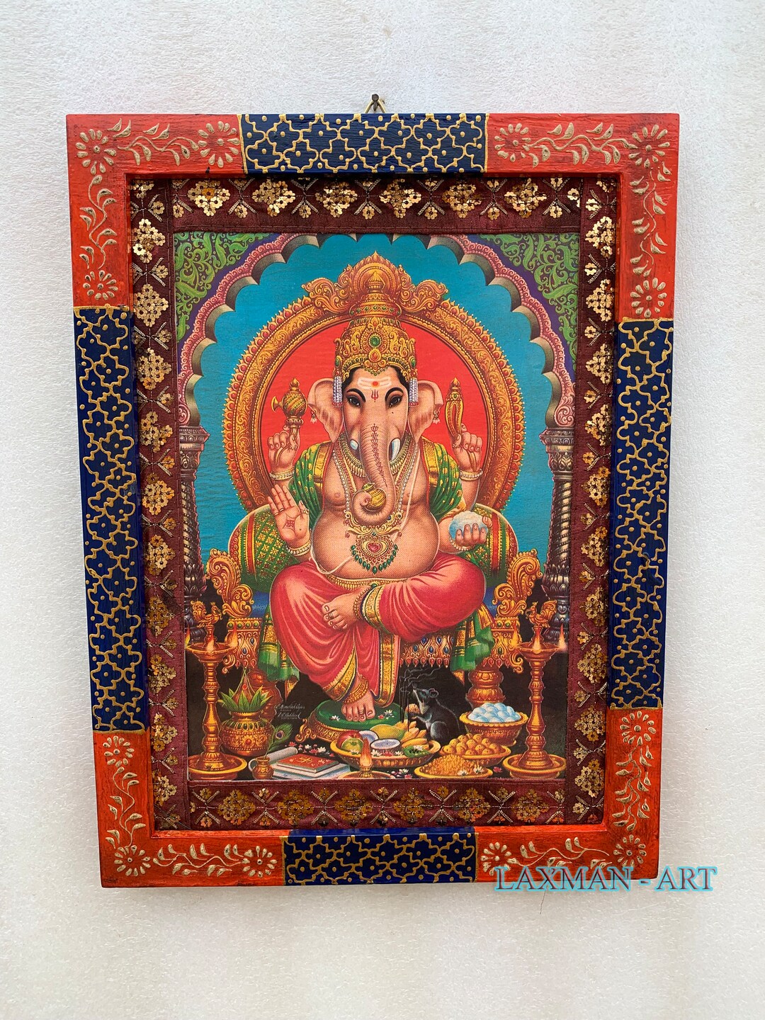 God Ganesha Vintage Photo Frame, Indian Deitie Photo, Wall Hanging ...