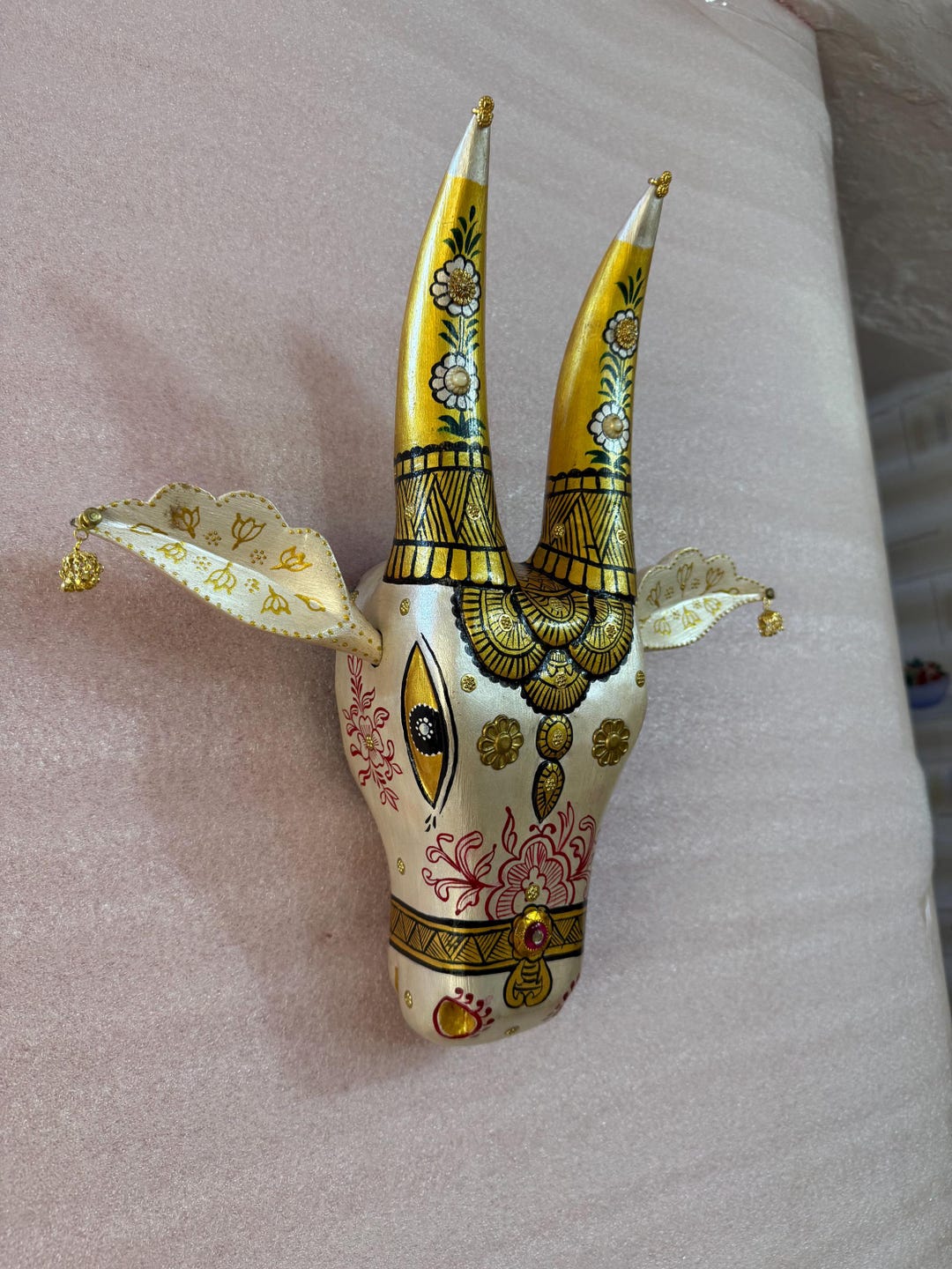 Wooden Cow Head/ Painted Nandi /face Mask Wall Decor/ Home Decor/wall ...