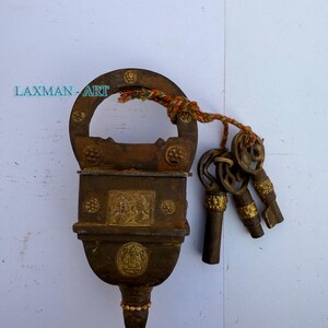 Old Lock, Brass Work Iron Square Tricky Puzzle Lock With 3 Key, Vintage ...