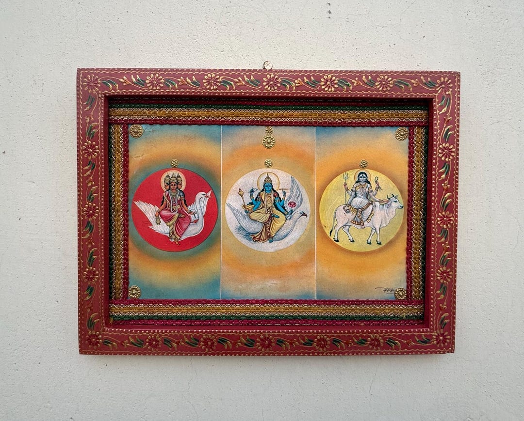 India Gods Old Frame, Goddess Trikal : Brahmani - Vaishnavi - Rudrani ...