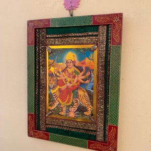 Maa Durga Photo Frame, Indian Goddess Handmade Photo, Vintage Religious ...
