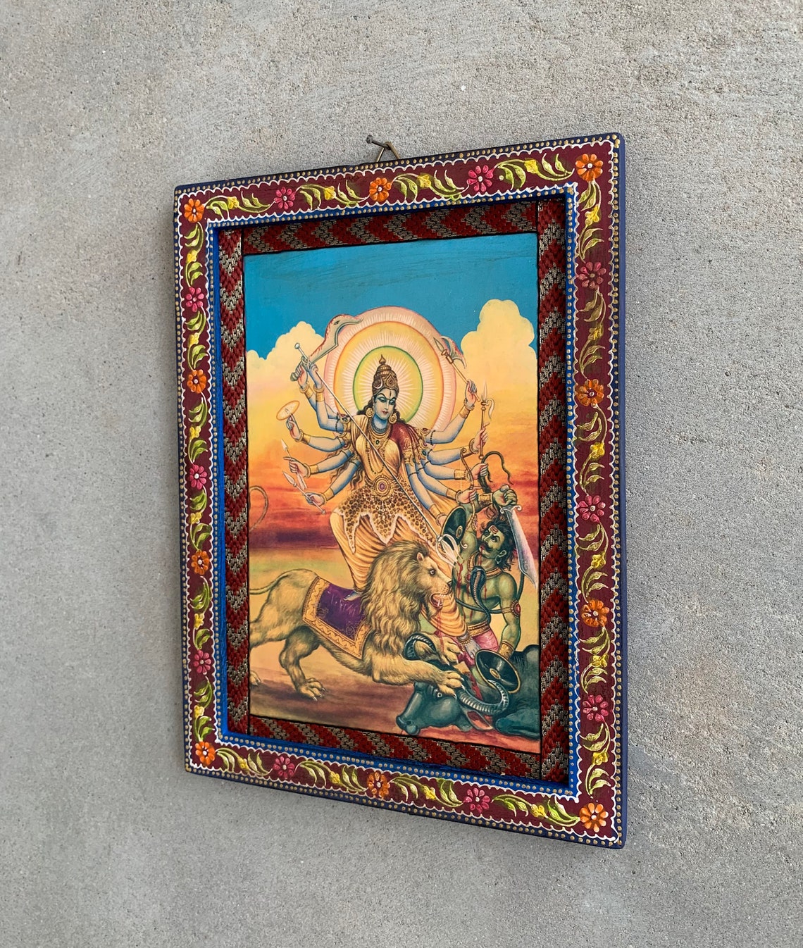 God Durga Frame Bhagwati Durga Photo Religious Wooden Old - Etsy