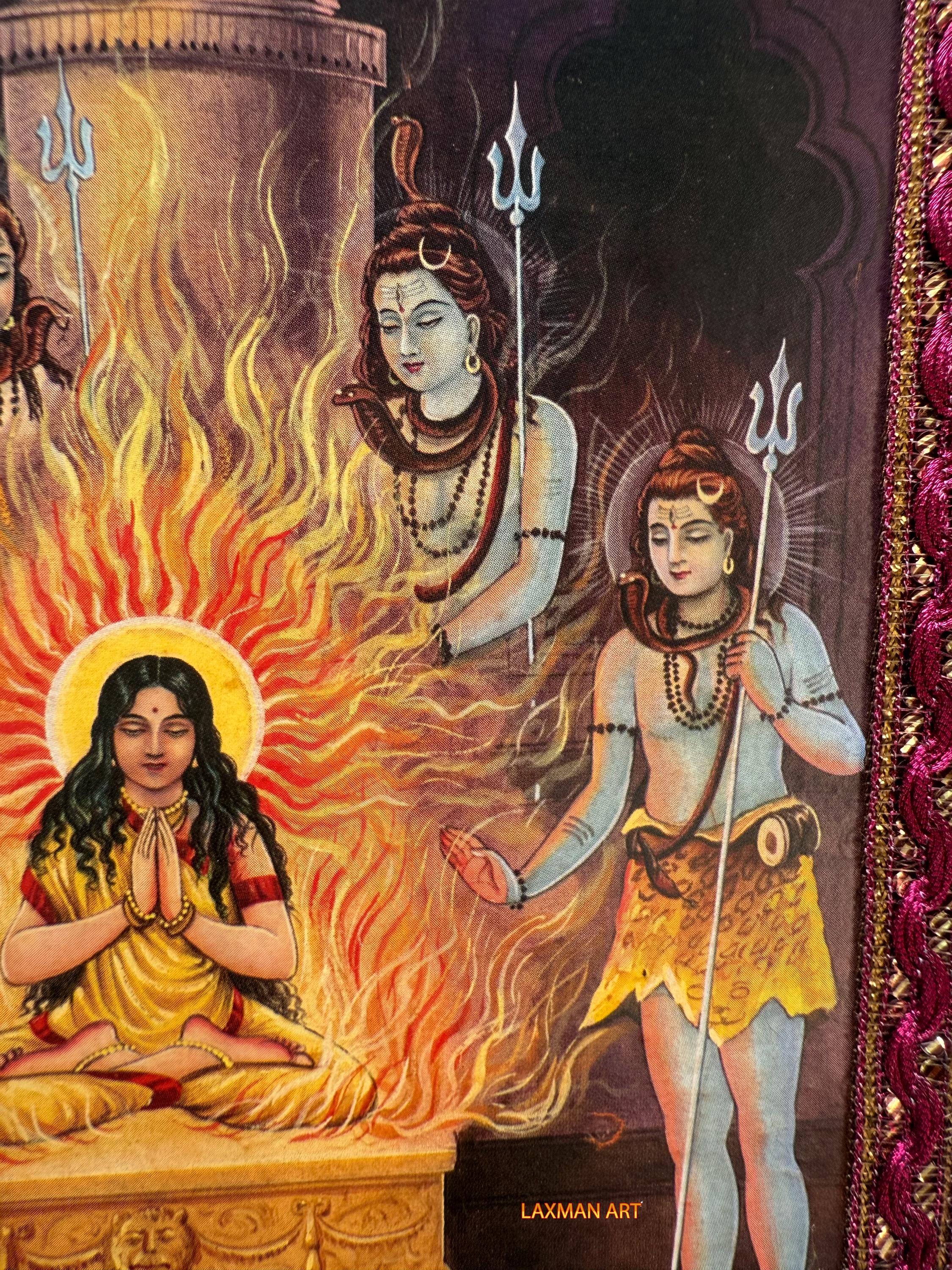 Vintage Hindu God Frame: Shiva and Sati, Indian Religious Art (9x12 ...