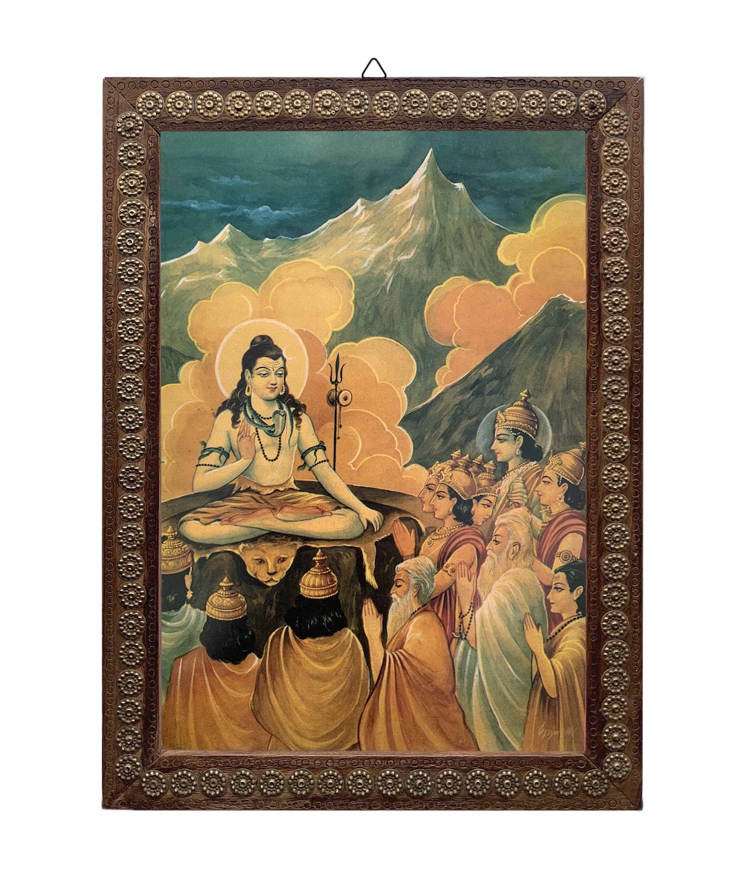 Shiva Photo Frame: Handmade Indian Deities Art, Wooden Religious Decor ...