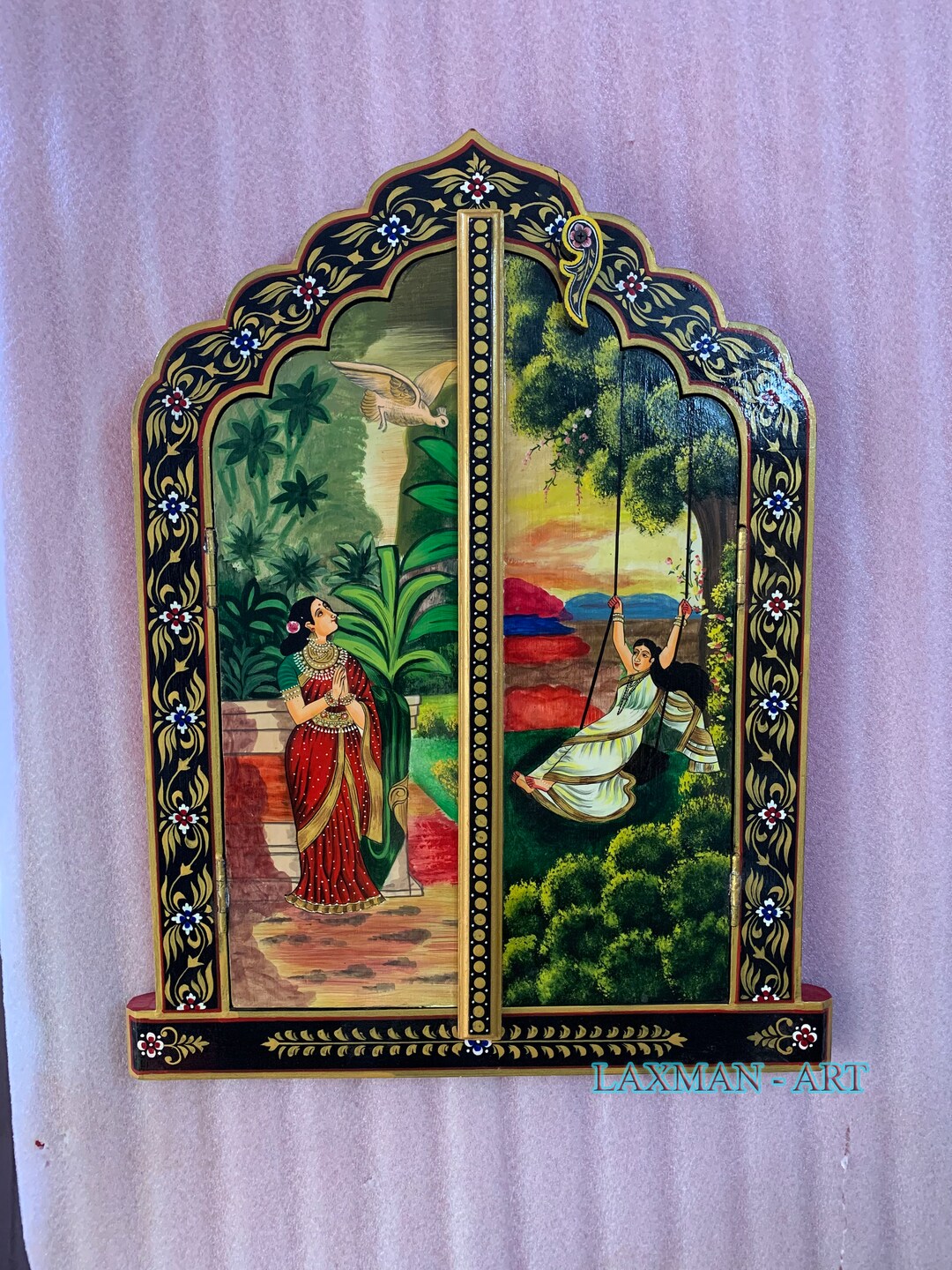 Window Frame, Indian Women Hand Painted Window, Wall Hanging, Wall Art ...