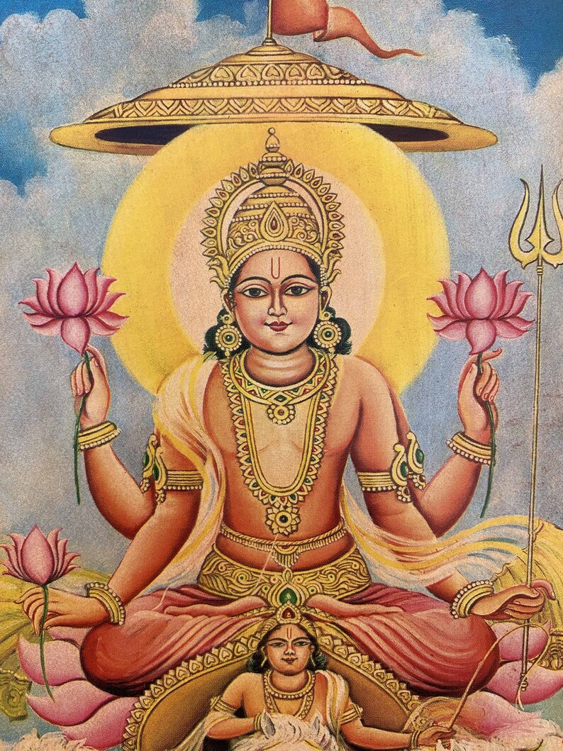 God Suryadev Photo Deity Sun Vintage Picture Frame Indian - Etsy