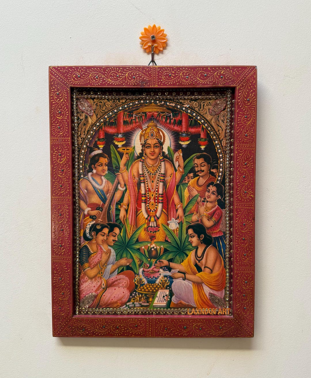 Vintage Framed Hindu Lord Satyanarayan Pooja Print (12 X 16 Inch) - Etsy