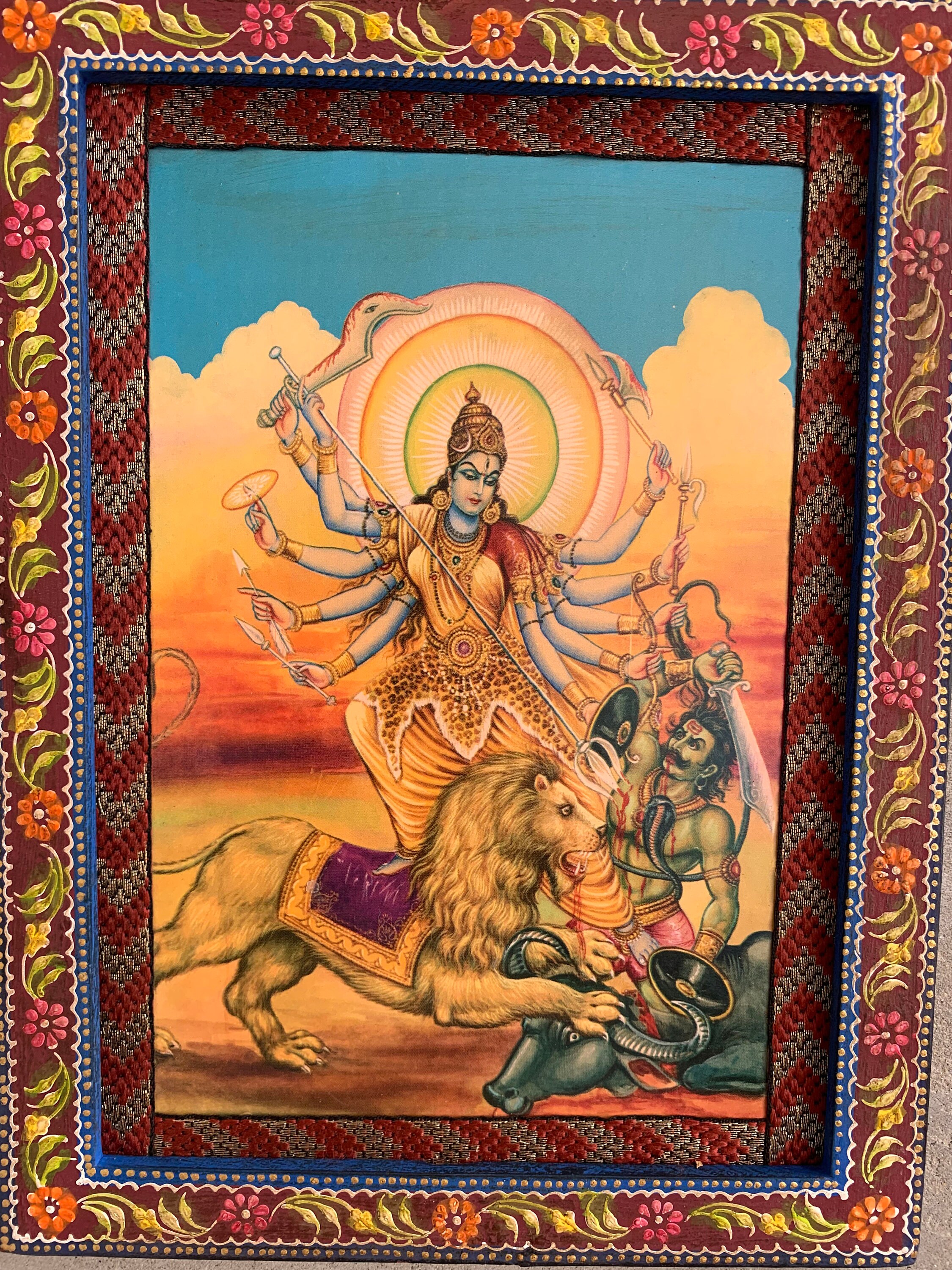 God Durga Frame Bhagwati Durga Photo Religious Wooden Old - Etsy