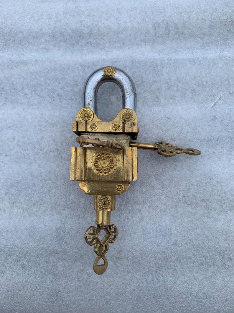 Handmade Brass Puzzle Lock: Vintage Style Security Lock With Keys - Etsy