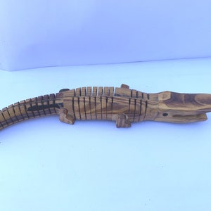 Hand Carved Wooden Crocodile Toy: Reptile Animal Model - Etsy