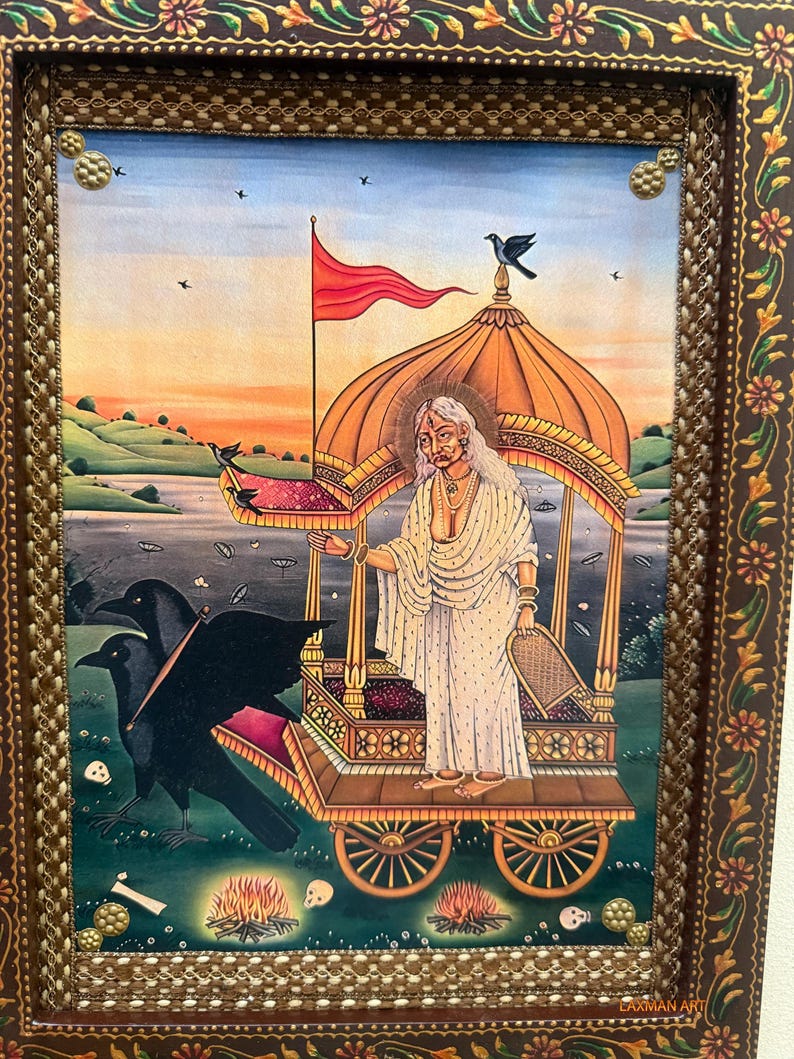 Vintage Goddess Dhumavati Photo Frame: Indian Religious Wall Art Decor ...