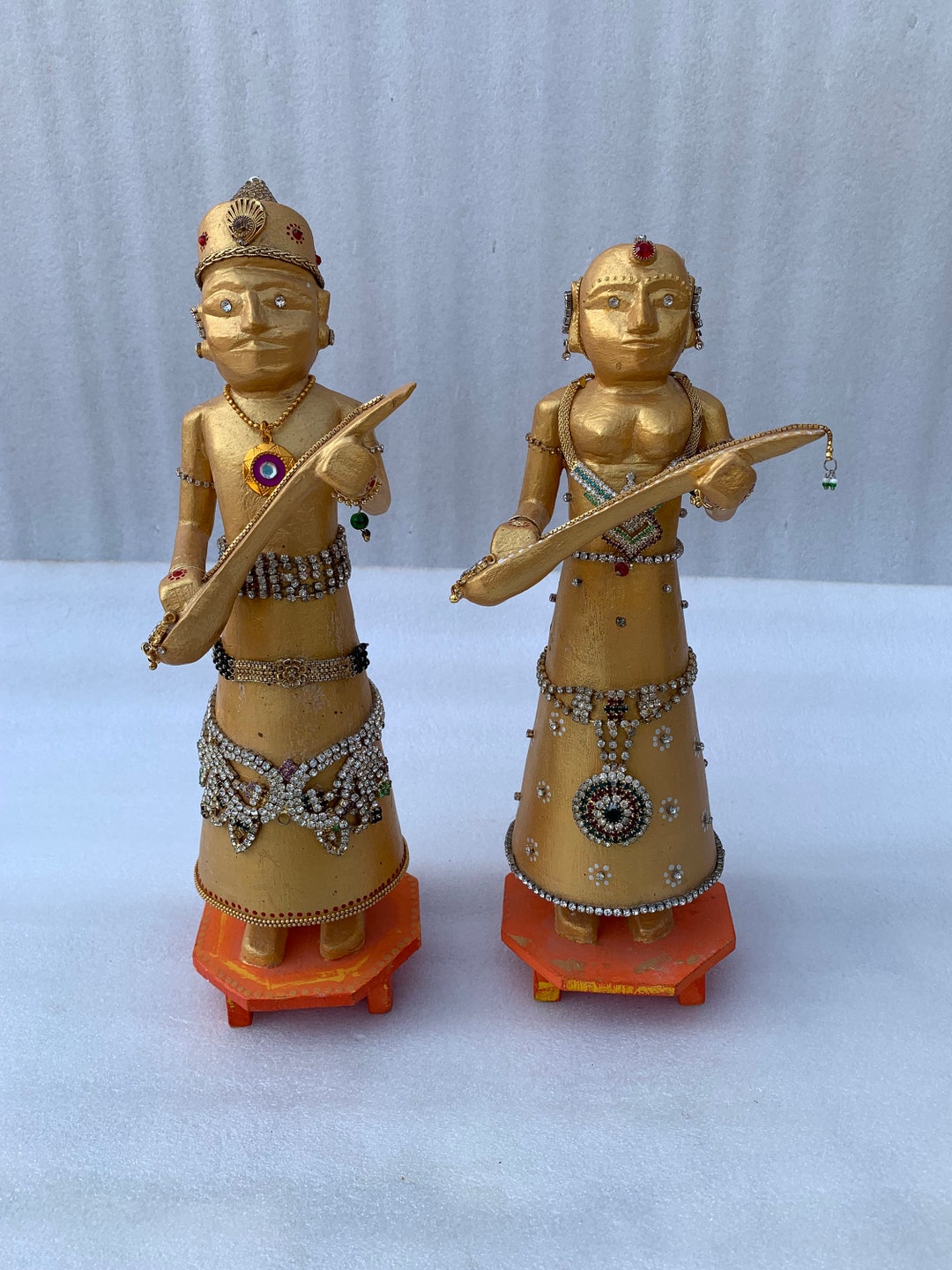 Wooden Old Hand Painted Statue, Gavar and Ishar/gangaur Rajasthani ...