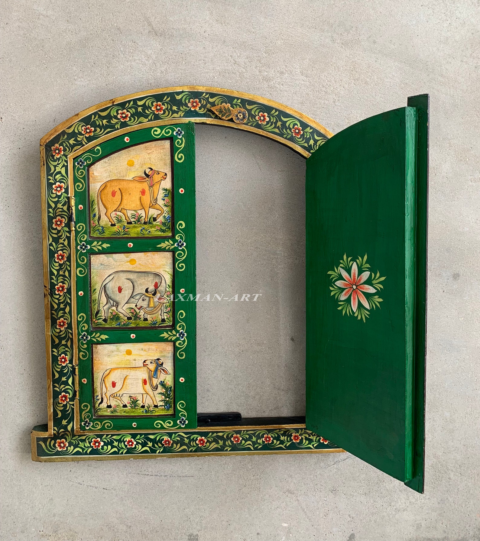Wooden Window Vintage Handpainted Cow Design Window Wall - Etsy