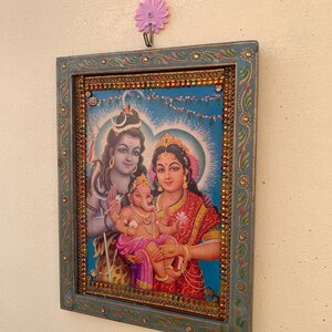 Frame Picture Shiva Parvati, Shiv Parvati Ganesha Handmade Photo Frame ...