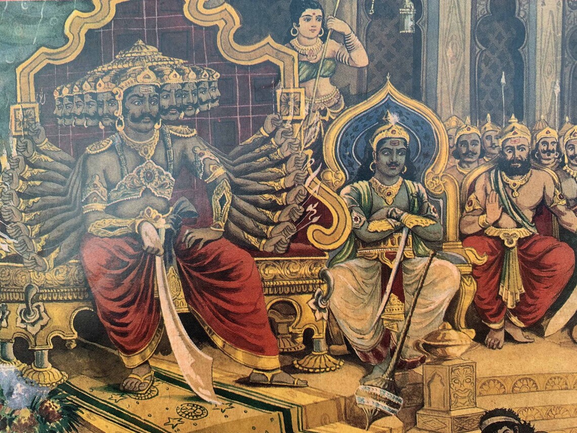 Ravan Sabha Photo A Scene From Ramayana Indian Gods Vintage | Etsy