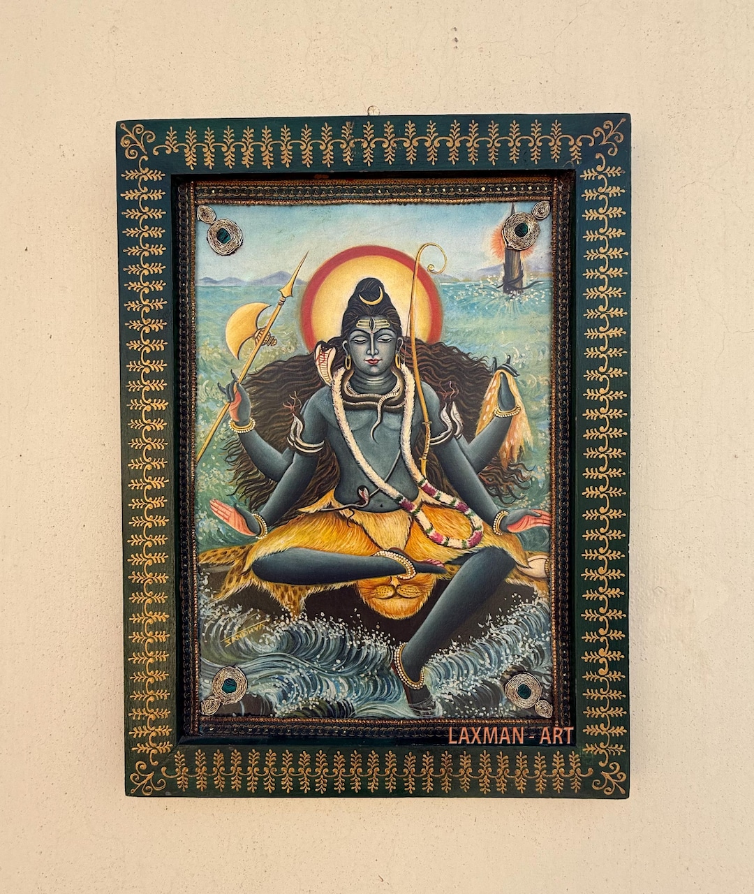 Old God Shiva Handmade Wall Frame, Hindu God Picture, Indian Deity ...