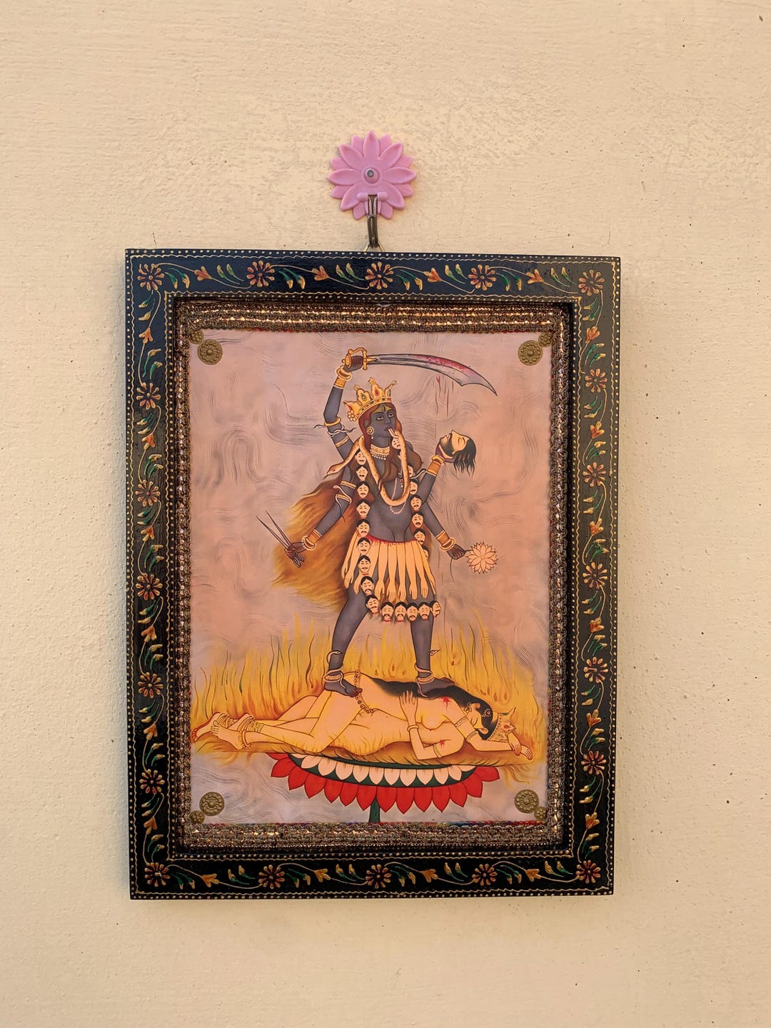 Picture Frame Kali, Goddess Kali Standing on Kamadeva and His Wife Rati ...