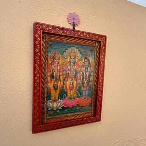 Frame Photo Brahma Vishnu Mahesh, Indian God Photo, Vintage God Tridev ...