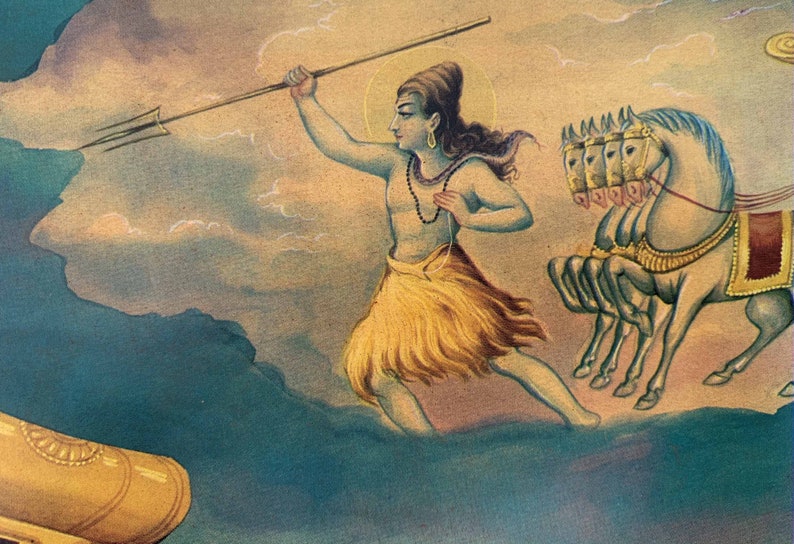 Arjun Dronacharya Photo A Scene From Mahabharat Indian Hindu - Etsy