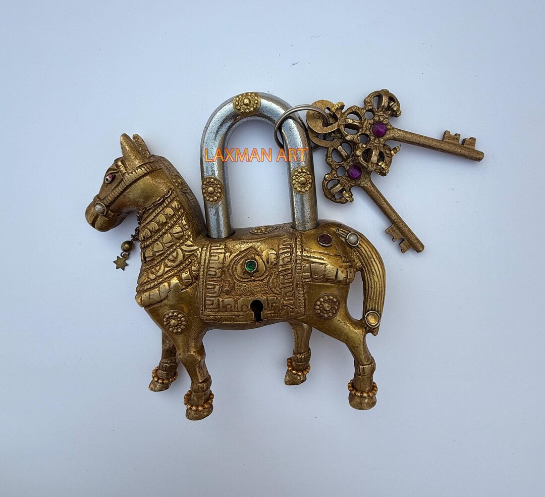 Handmade Brass Horse Lock: Vintage Style Padlock With Keys - Etsy