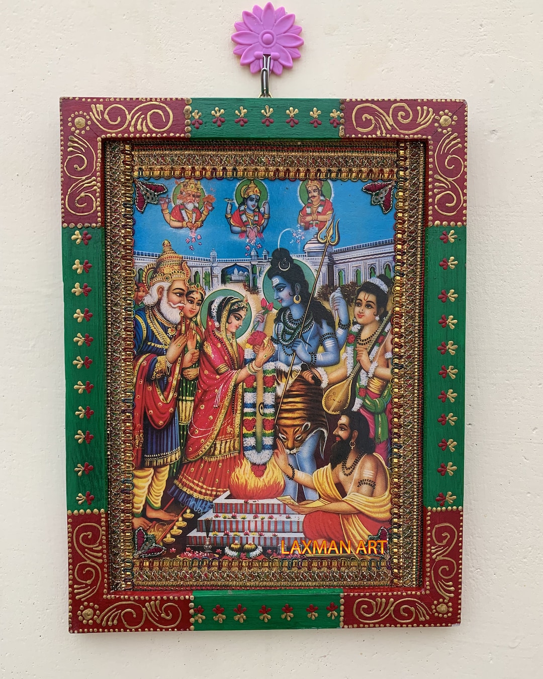 Shiva Parvati Photo Frame, Shiv Parvati Vivah/marriage Handmade Photo ...