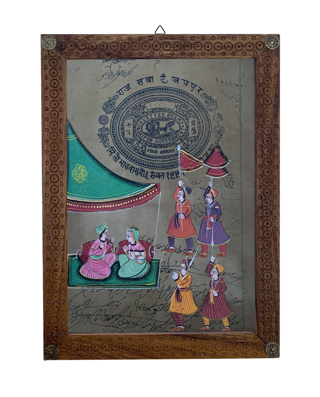 Vintage Rajasthani King Queen Painting, Indian Miniature Handmade ...