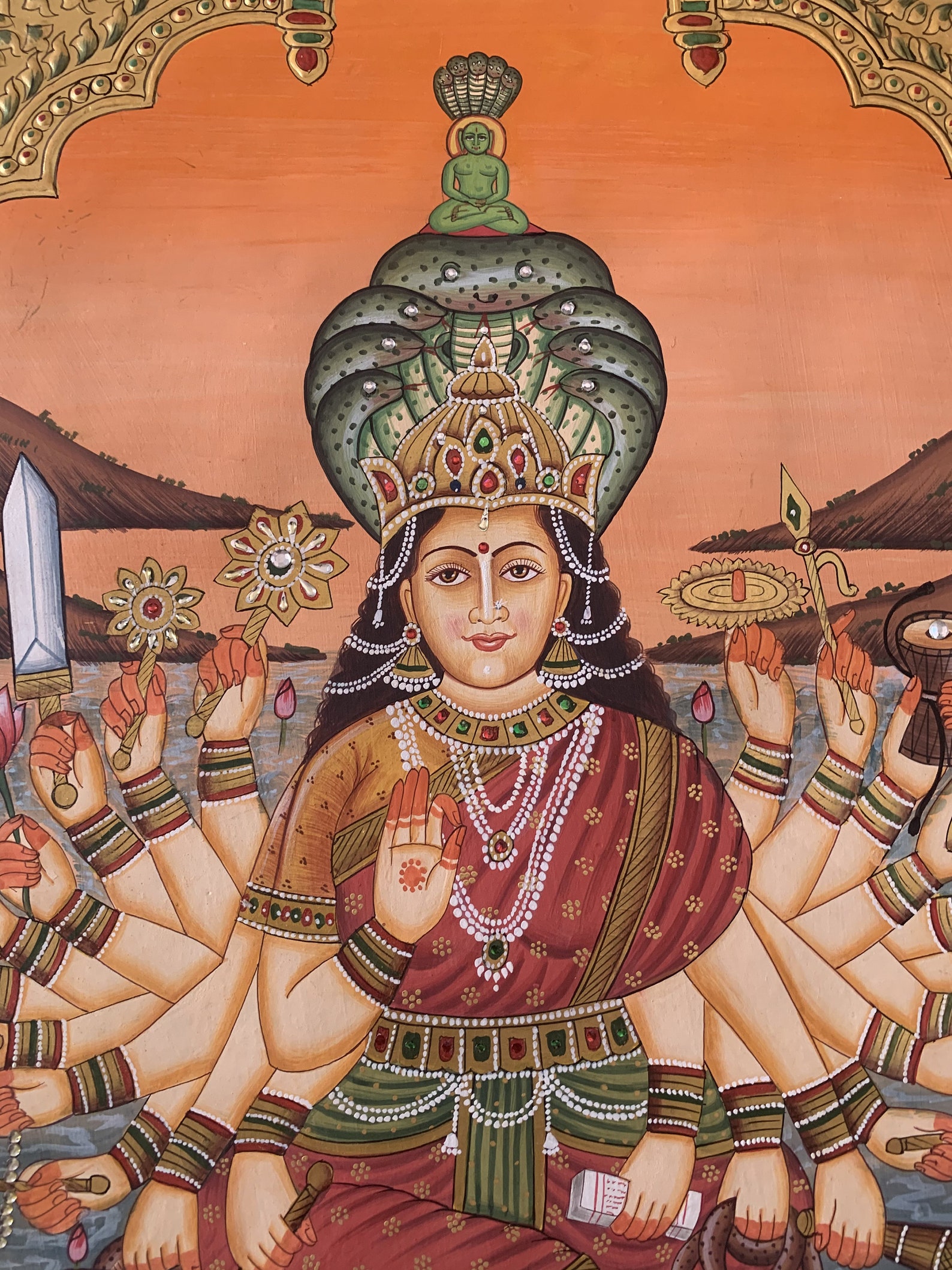 Goddess Padmavati Devi Tanjore Painting Indian Handmade - Etsy Finland