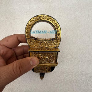 Lock Vintage Painted Rare Metal Iron Square Tricky Puzzle Lock With 3 ...