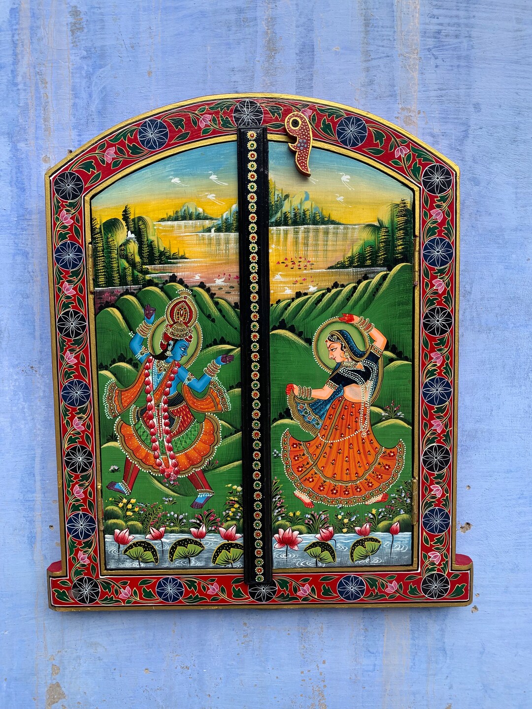 Window Frame, Radha Krishna Hand Painted Window, Wall Hanging/ Wall ...
