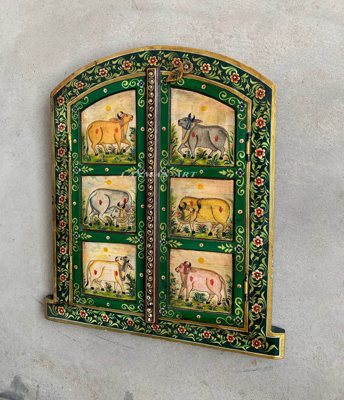 Wooden Window Vintage Handpainted Cow Design Window Wall - Etsy