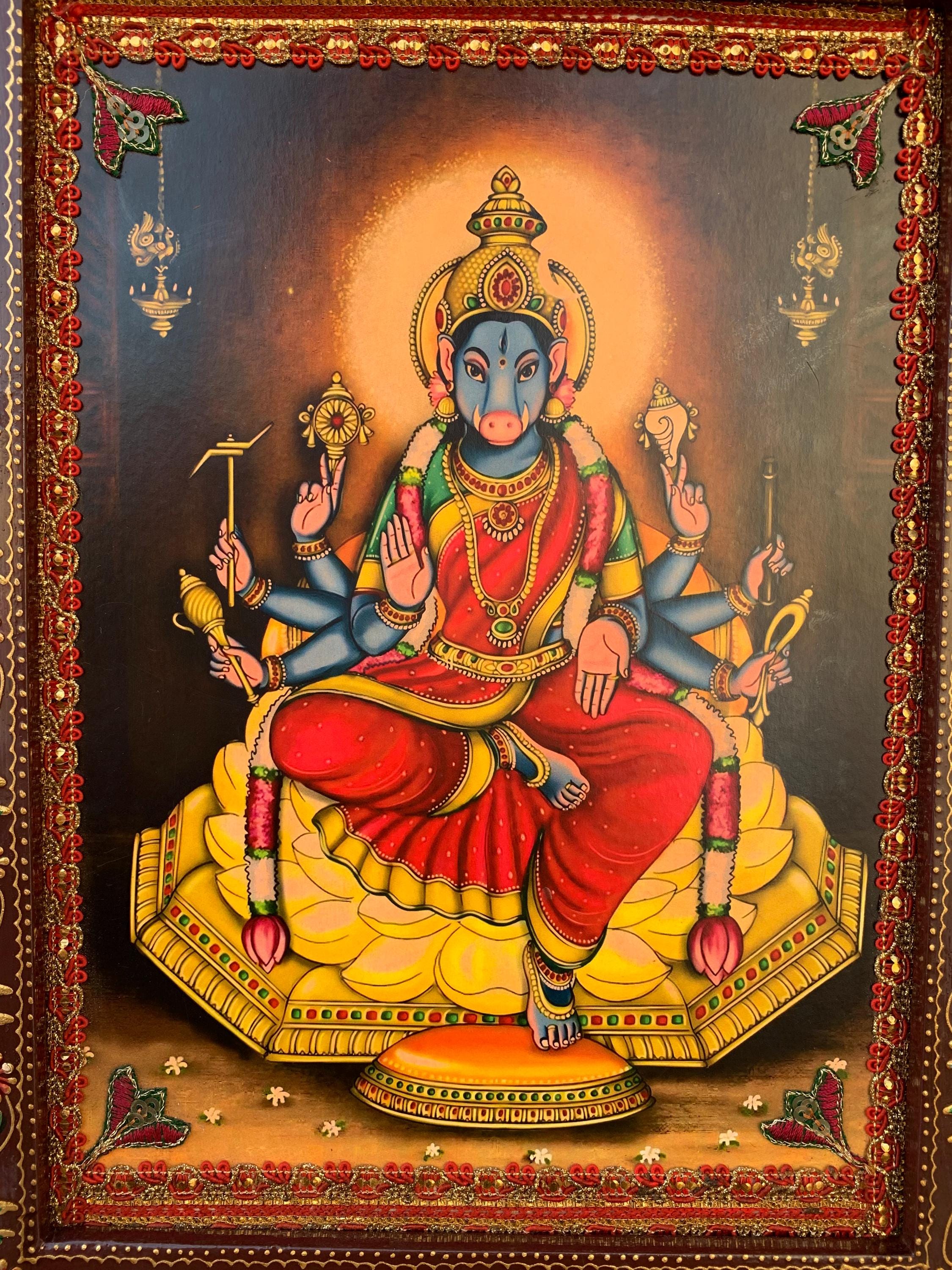 Varahi Amman Photo Frame: Indian Hindu Goddess Art, Handmade Decor (9 X ...