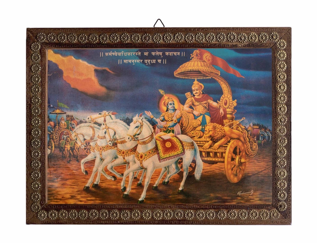 Krishna Arjun Picture, Geeta Updesh a Scene From Mahabharata, Indian ...
